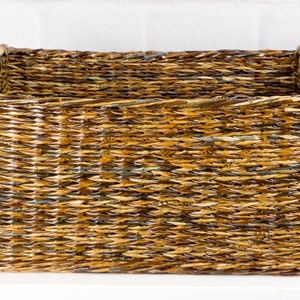 Large Rectangular Wicker Storage Basket With Label and Bamboo Handles ...