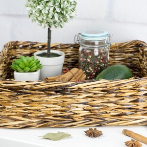 Hand Woven Coffee Table Large Tray, Rustic Square Wicker Basket Tray ...