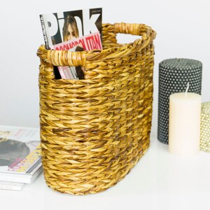 Magazine Holder, Wicker Magazine Rack, Oval Newspaper Basket, Paper ...