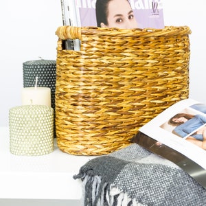 Magazine Holder, Wicker Magazine Rack, Oval Newspaper Basket, Paper ...