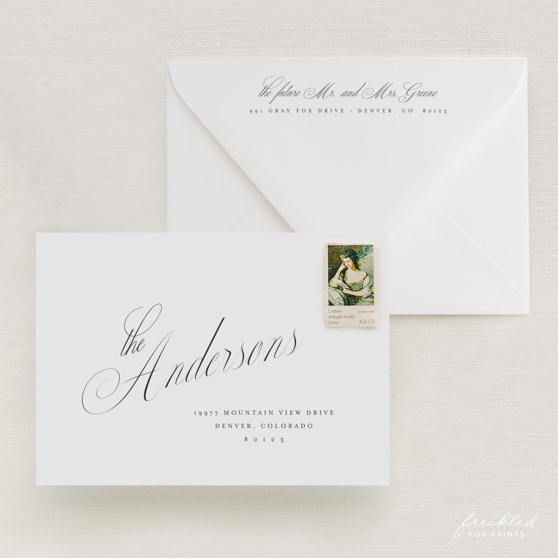 Elegant Calligraphy Wedding Envelope Template, Printable | EMILIA - Etsy