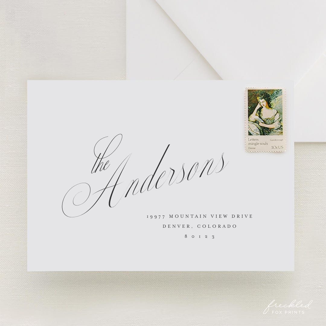 Elegant Calligraphy Wedding Envelope Template, Printable | EMILIA - Etsy