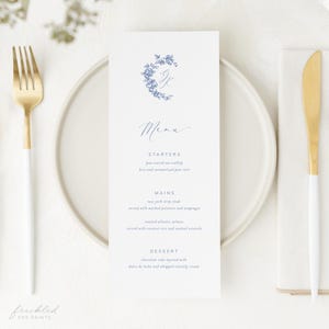 Renaissance Blue Printable Wedding Menu Monogram Template, CHA - Etsy