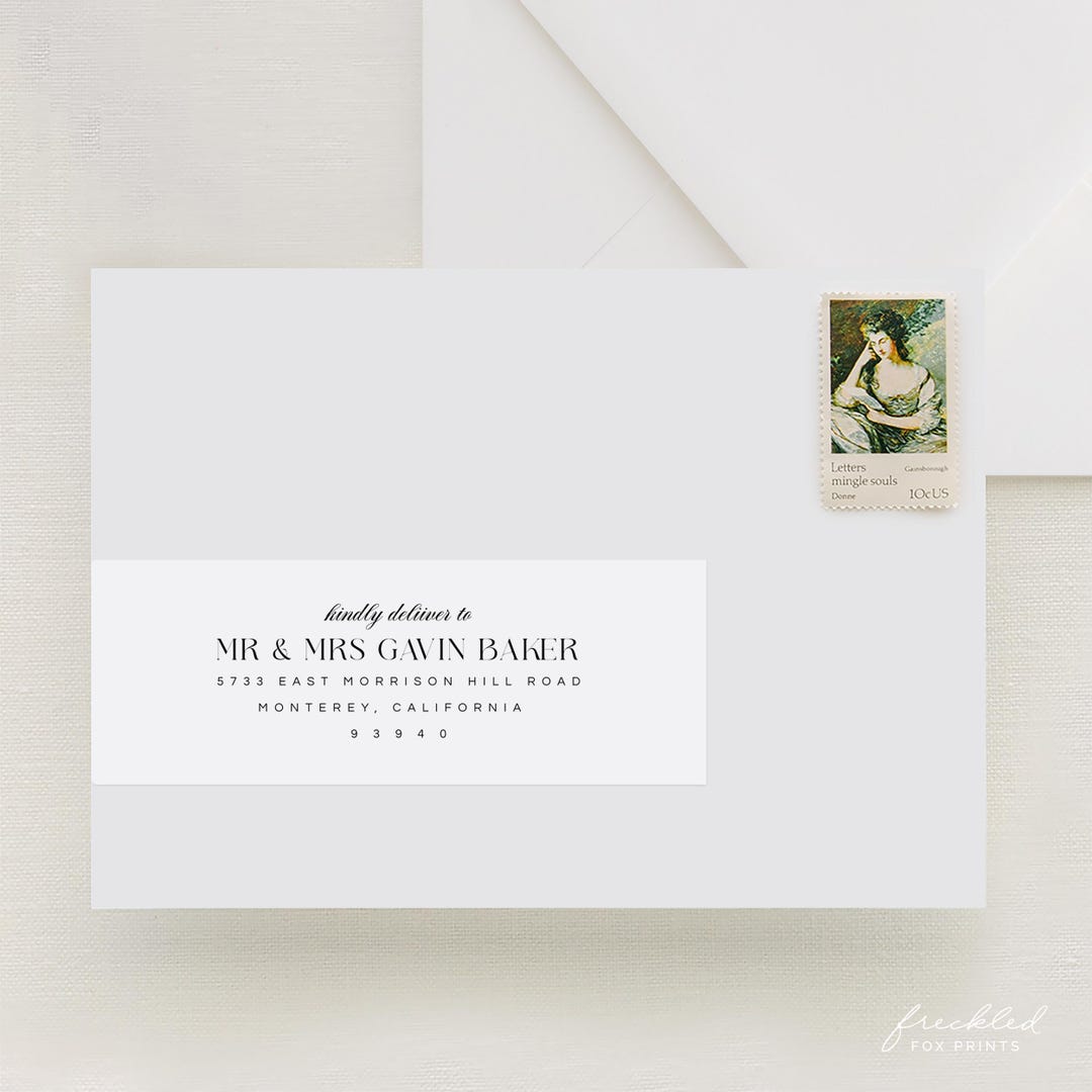Art Nouveau Monogram Wedding Address Labels: Elegant Printable Wrap ...