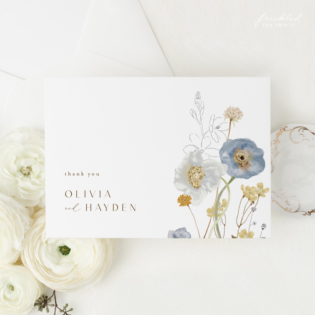 Rustic Boho Wedding Thank You Printable Notecard Template, OLI - Etsy