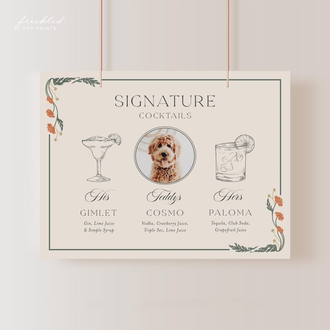 Vintage Art Nouveau Deco Drink Bar Menu Printable Wedding Instant ...