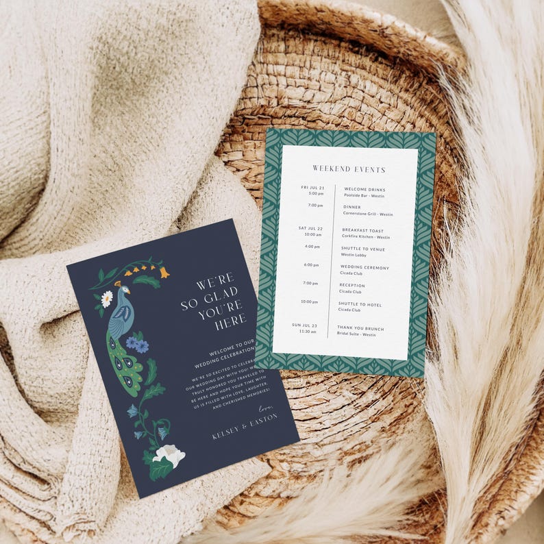 Art Deco Wedding Agenda Card With Itinerary and Welcome Tag, G1 - Etsy