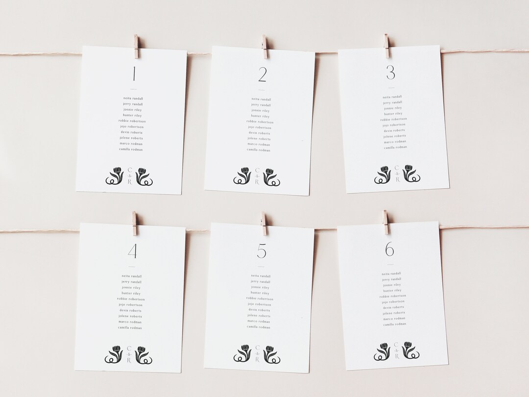 Art Deco Seating Chart Cards, Table Assignment Cards, Seating Chart ...