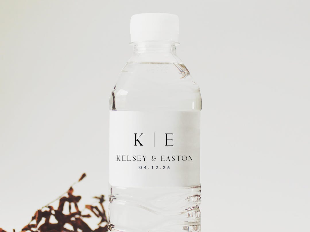 Minimalistic Water Bottle Label, Modern Water Bottle Label Template ...