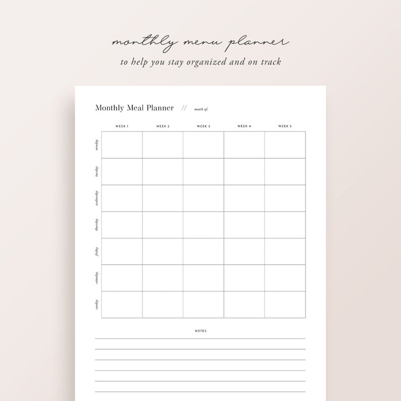 Weekly Menu and Grocery Organizer Printable - Etsy