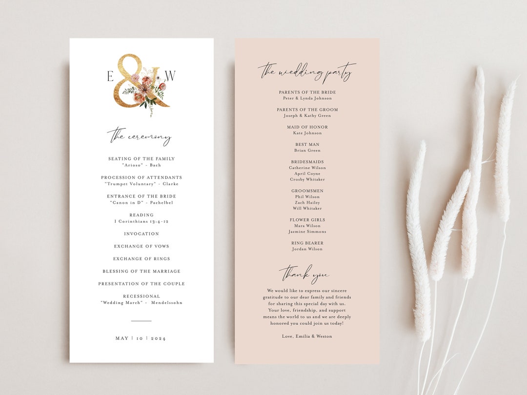 Wedding Timeline Template, Wedding Program Template, Wedding Program ...
