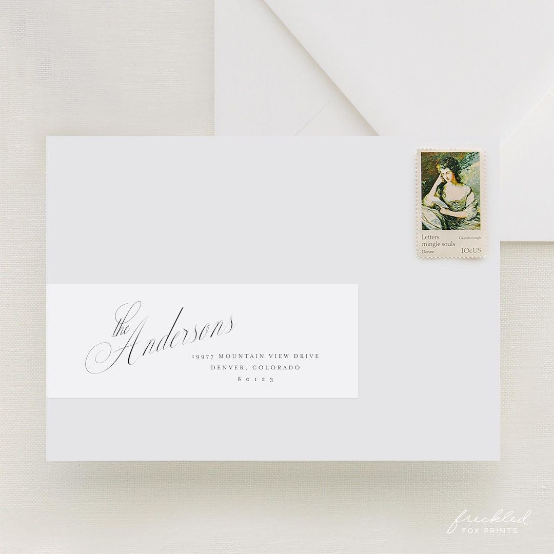 Elegant Calligraphy Wrap Around Address Label Template, Printable ...