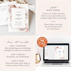 Floral Hotel Room Key Tag, Hotel Key Card Template, Printable Wedding ...