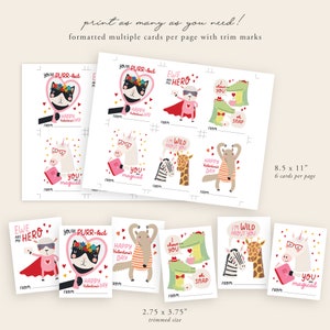 Cute Animal Printable Valentine's Day Cards for Classroom Exchange - Etsy