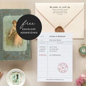 Book Themed Save the Date Template, Wedding Save the Date, Save the ...