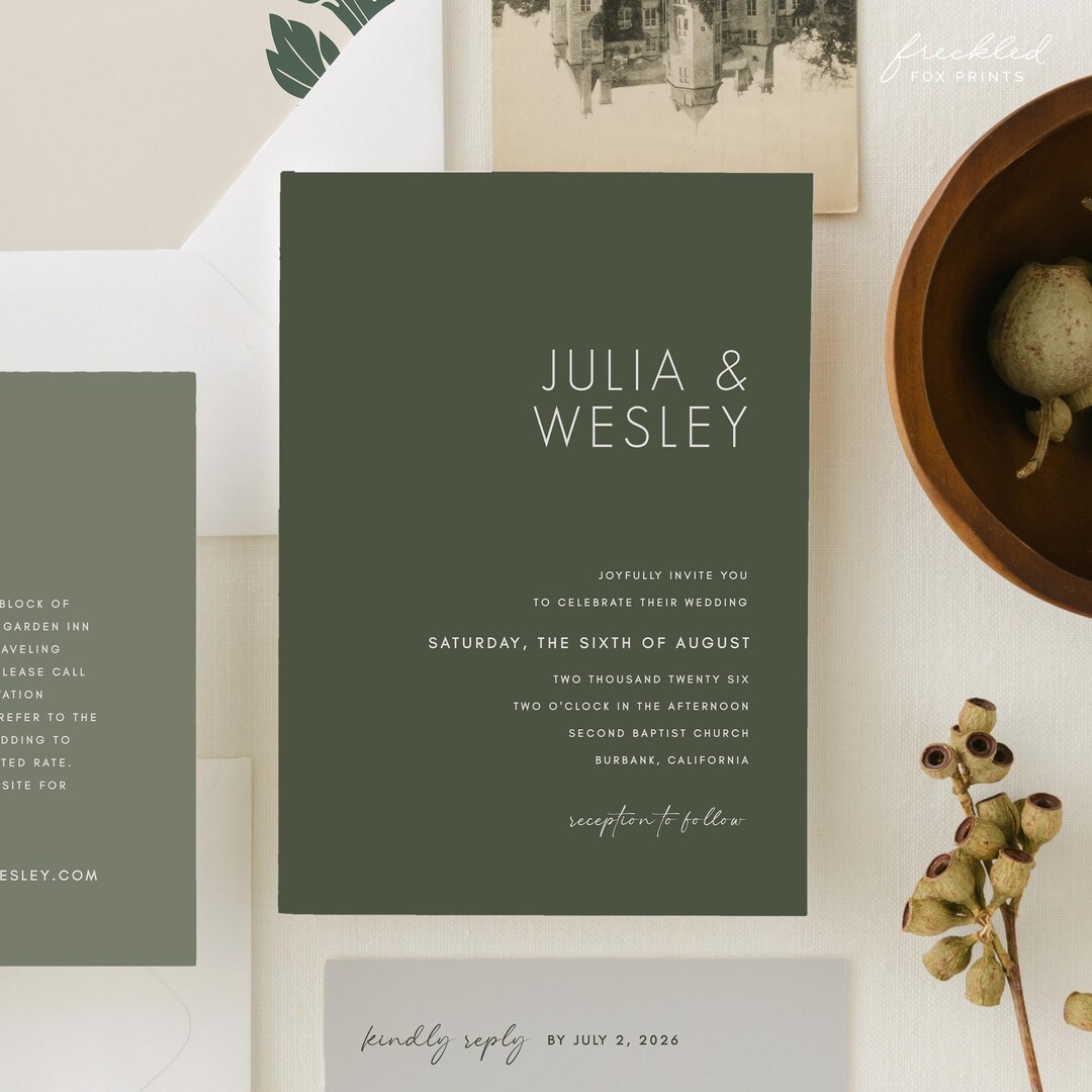 Minimalistic Modern Wedding Invitation Suite Template, MOR - Etsy