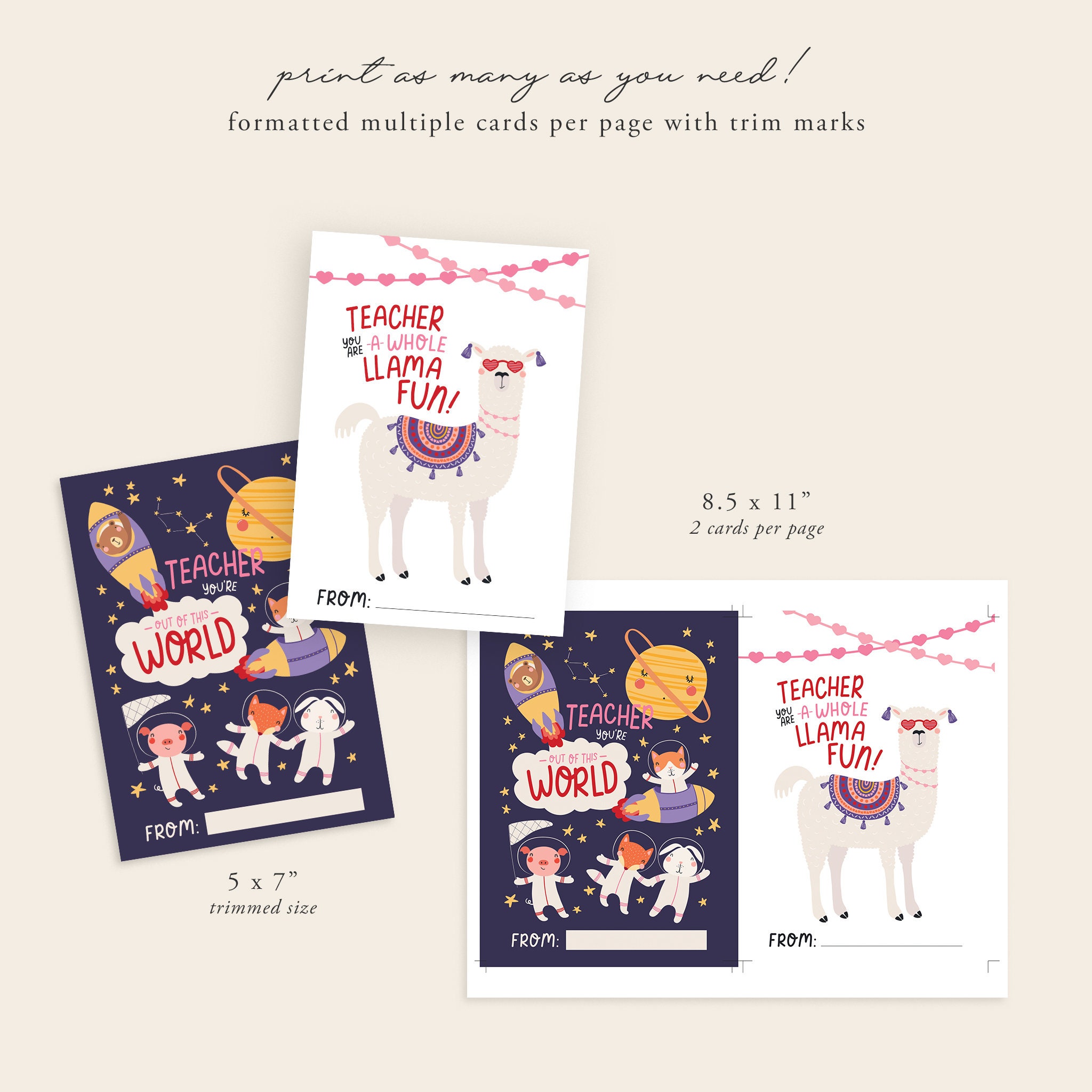 Animal Valentine's Day Cards, Classroom Exchange (printable PDF) - Etsy