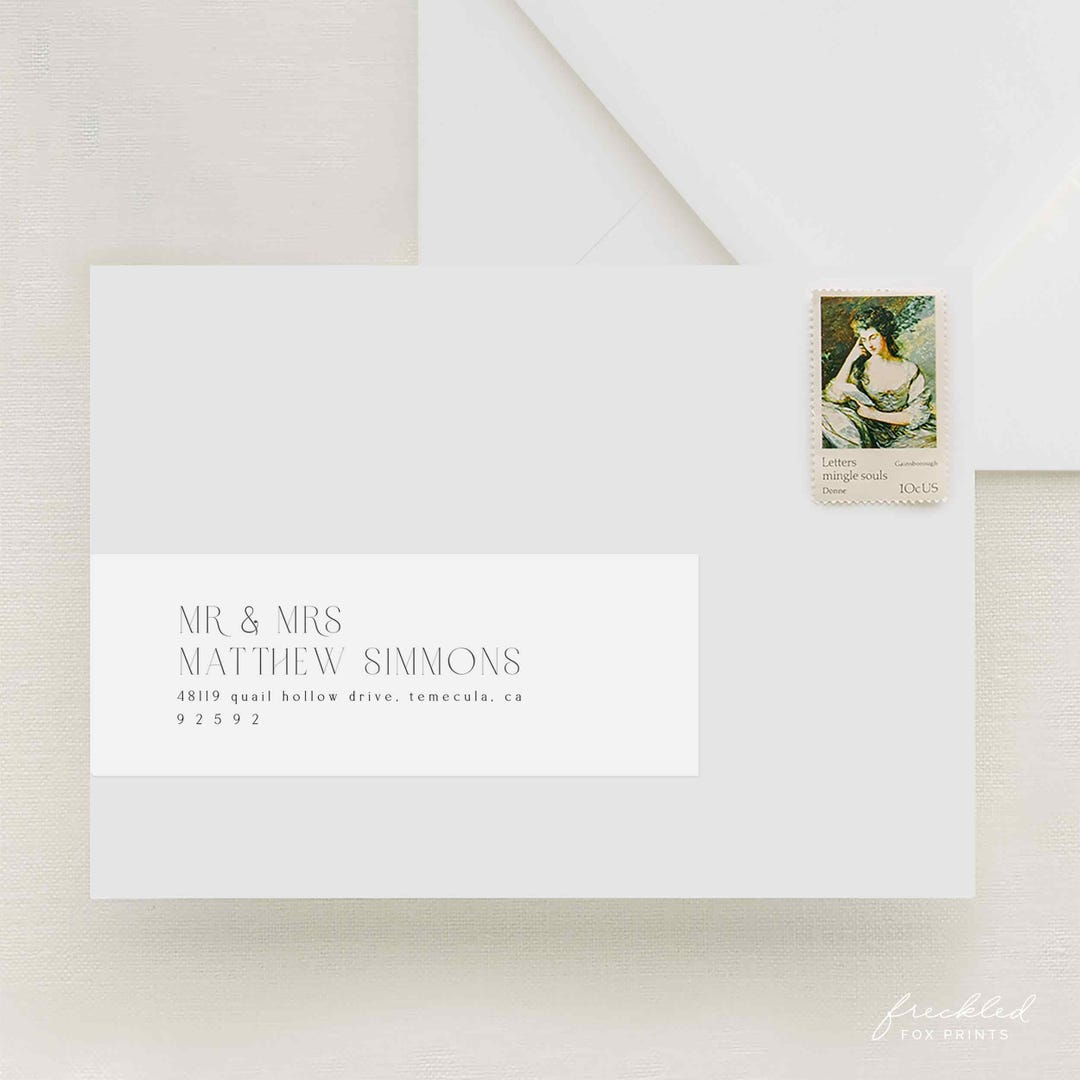 Elegant Art Nouveau Wedding Address Labels: Printable Wrap-around ...