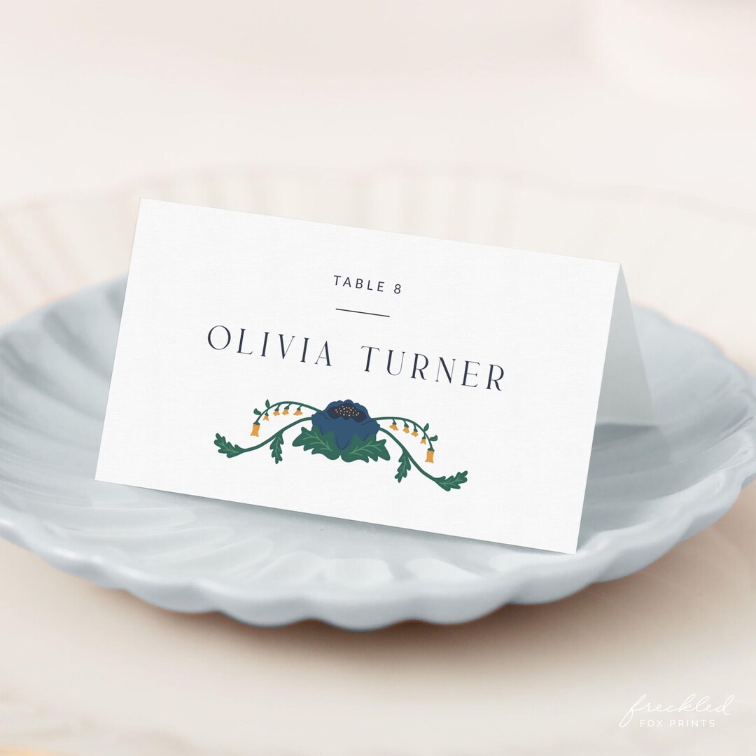 Printable Floral Art Nouveau Place Card Template for Weddings, G2 - Etsy