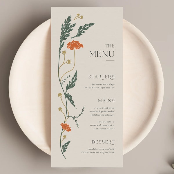 Vintage Wedding Menu - Etsy
