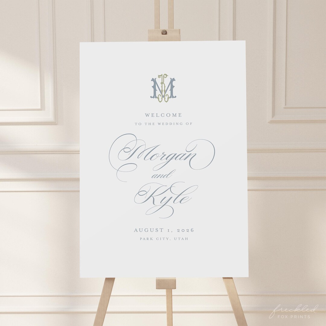 Minimalistic Monogram Wedding Welcome Sign Template Printable Editable ...