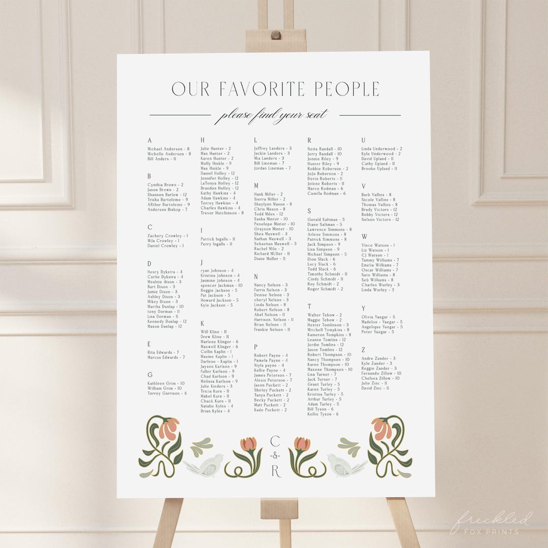 Elegant Art Deco Wedding Seating Chart Template: Editable Printable ...