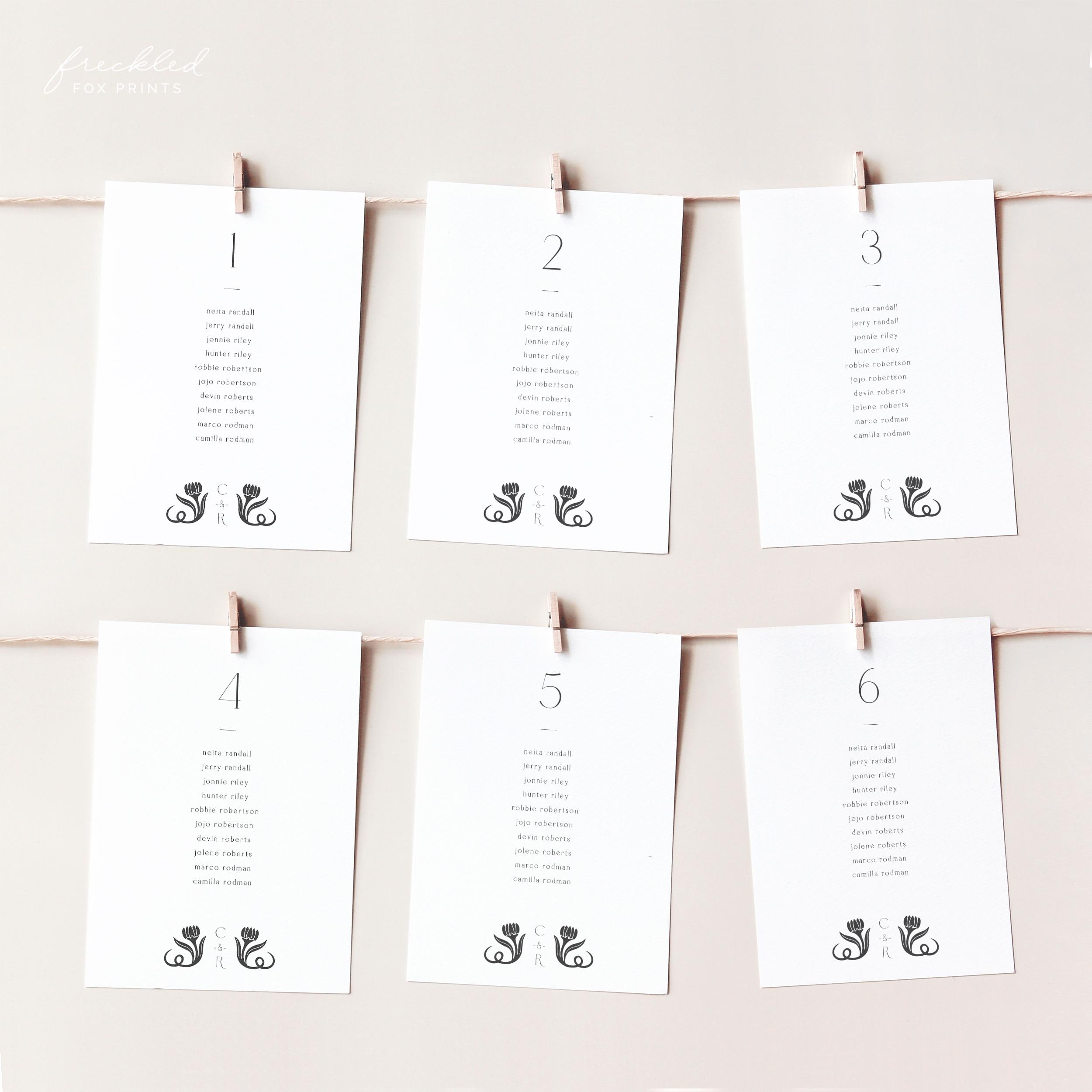 Elegant Art Deco Wedding Seating Chart Cards: Printable, Editable Table ...
