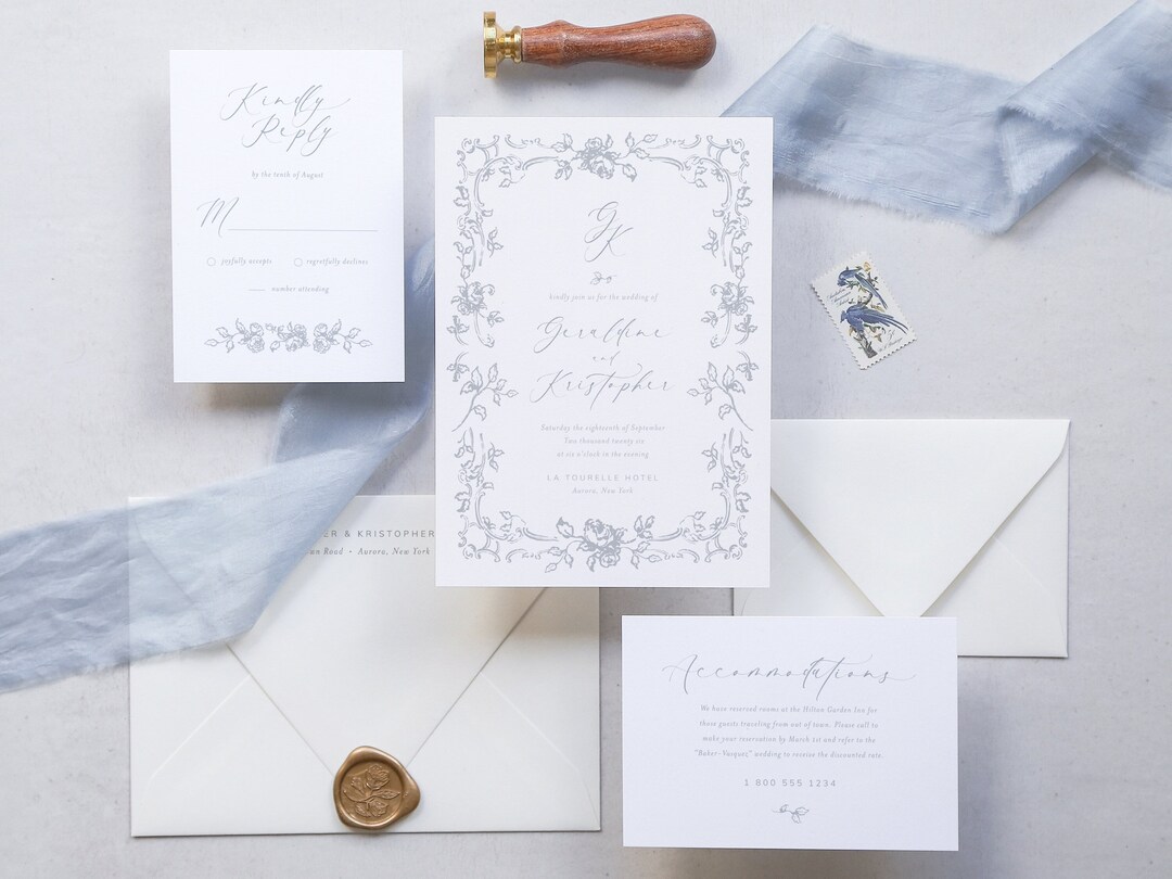 Regency Wedding Invitation, Monogram Wedding Invitation, Renaissance ...