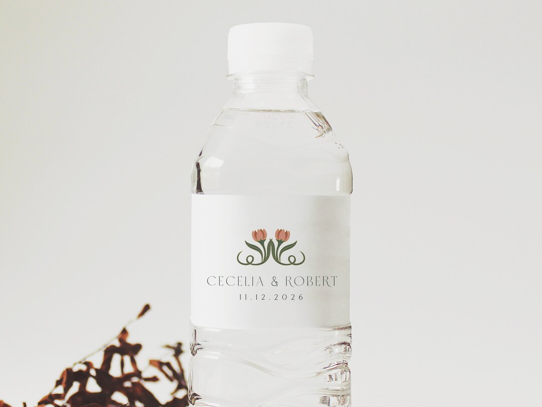 Art Deco Water Bottle Label, Water Bottle Label Template, Printable ...