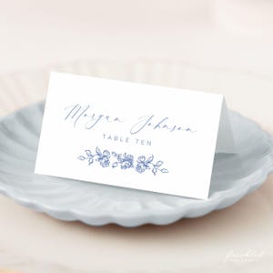 Editable Blue Regency Place Card Template for Renaissance Wedding, CHA ...