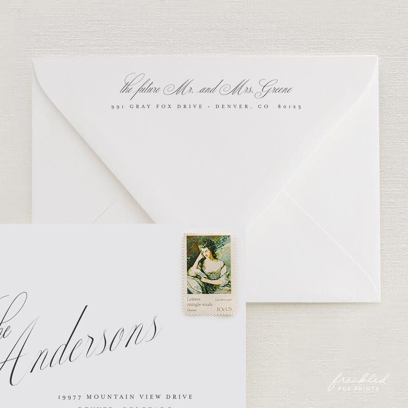 Elegant Calligraphy Wedding Envelope Template, Printable | EMILIA - Etsy