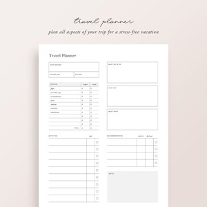 Printable Travel Organizer With Packing List and Vacation Itinerary - Etsy