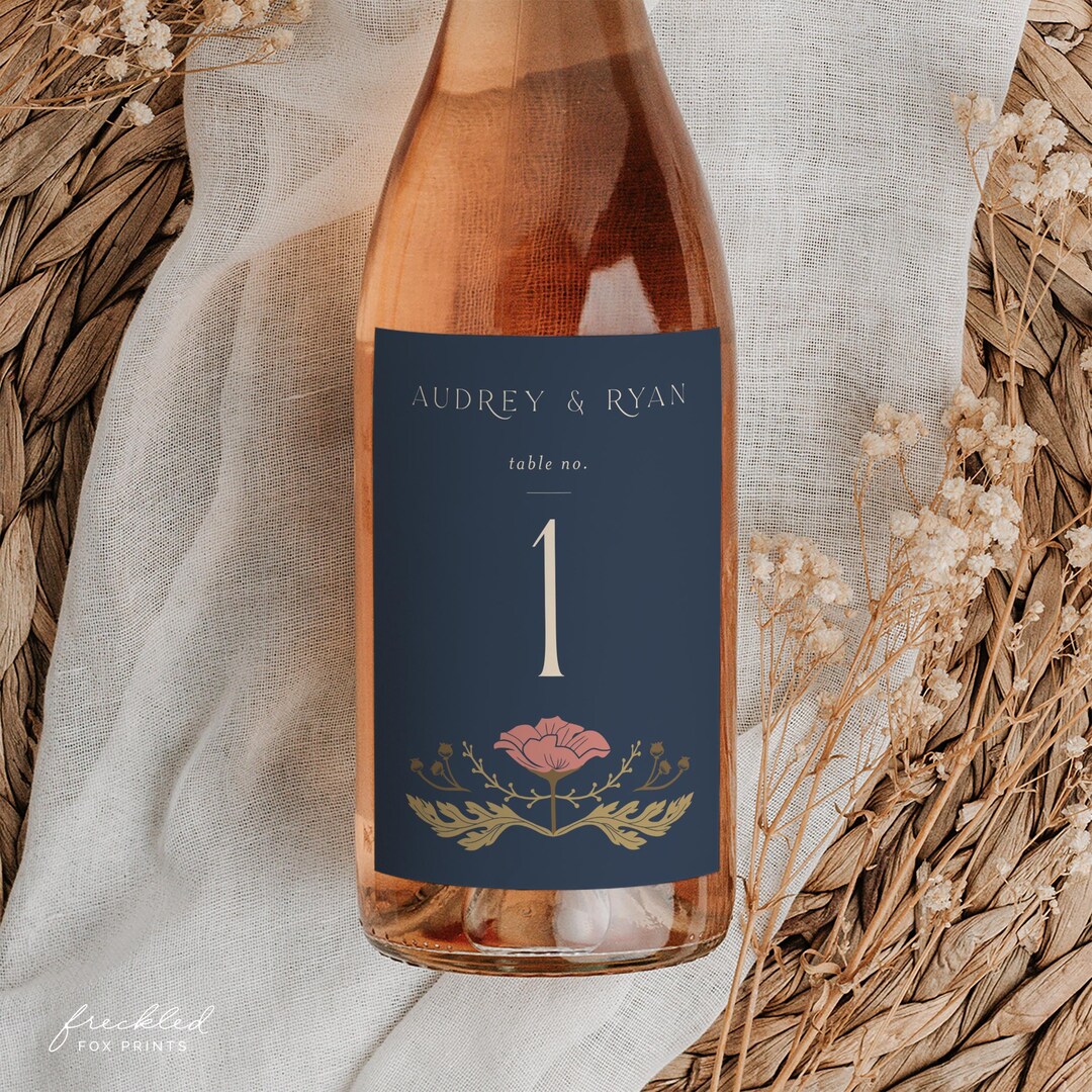 Art Nouveau Wedding Table Number Labels for Wine Bottles, ART3 - Etsy