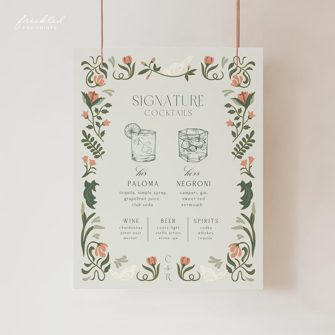 Art Deco Signature Cocktail Sign Template: Customizable Bar Menu ...