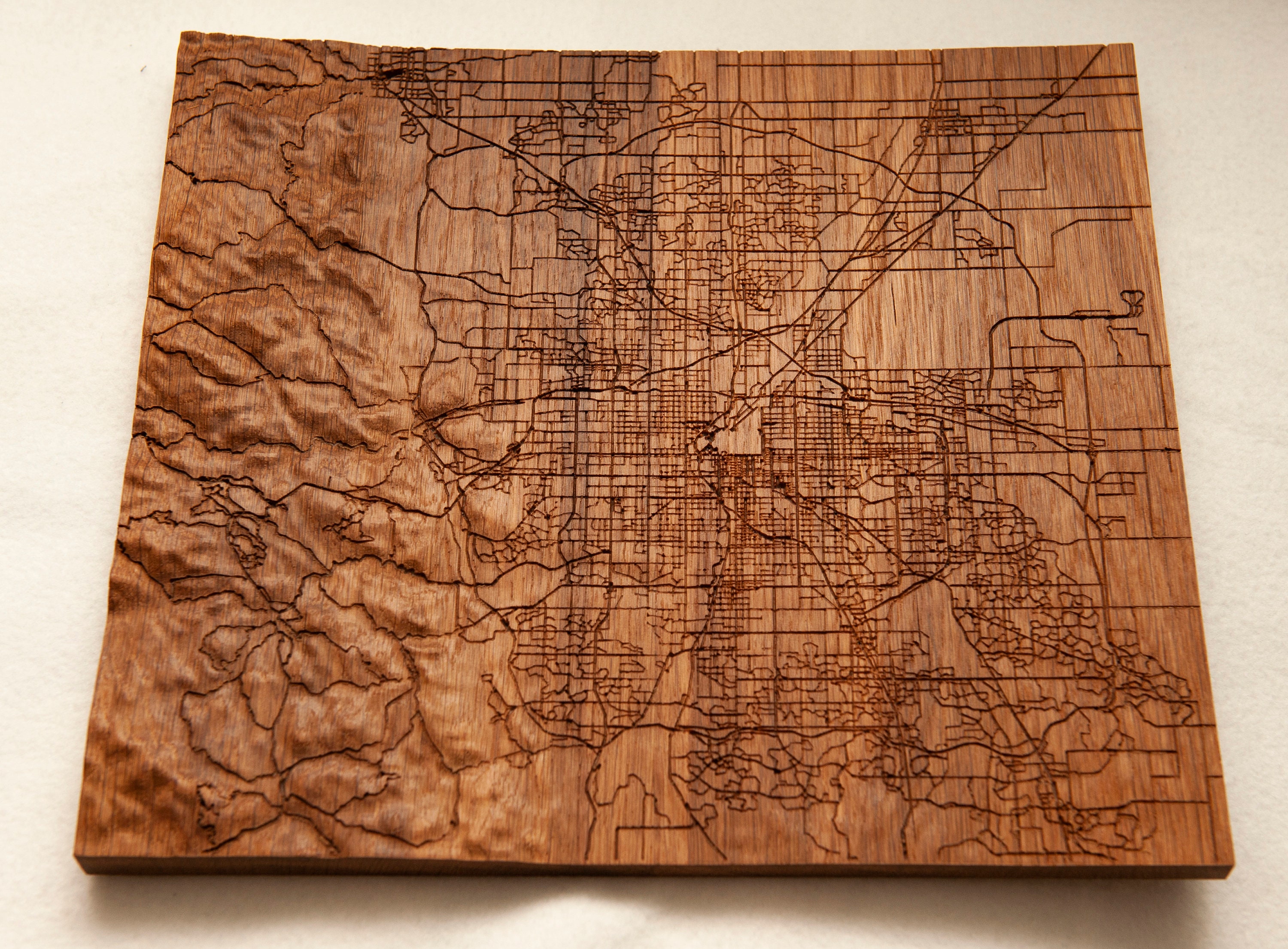 Custom Wood Topographical Map With Road Map. Anywhere in the - Etsy