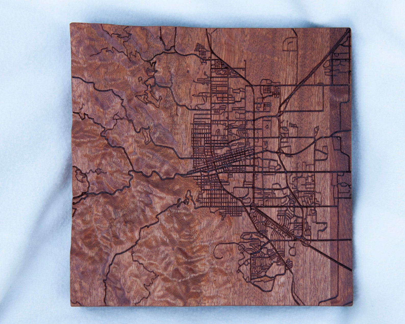 Custom Wood Topographical Map With Road Map. Anywhere in the World. - Etsy