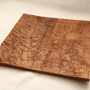 Custom Wood Topographical Map With Road Map. Anywhere in the World. - Etsy