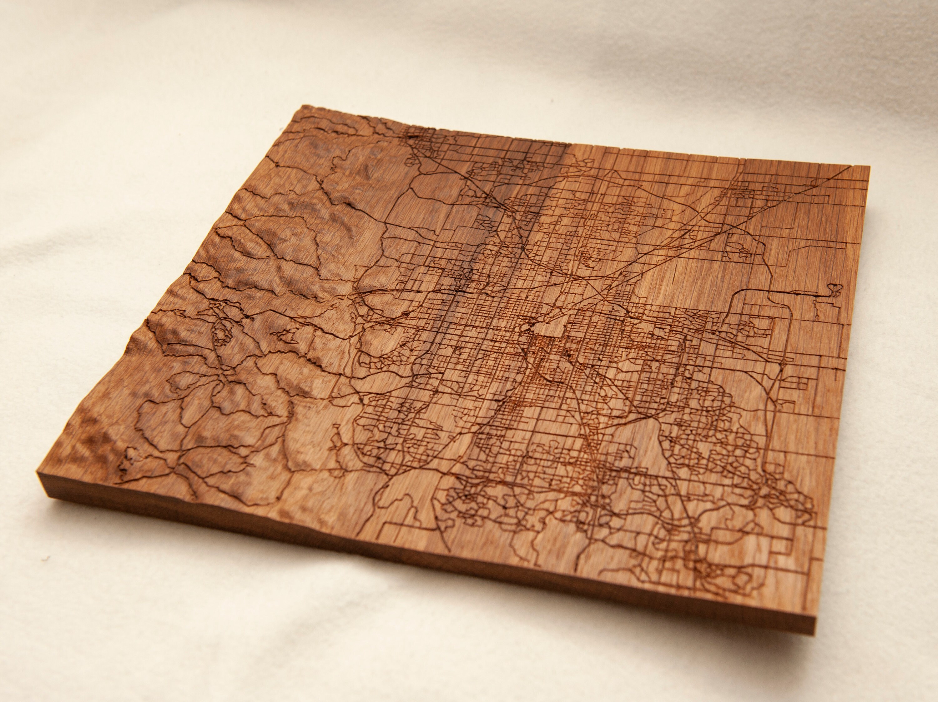 Custom Wood Topographical Map With Road Map. Anywhere in the - Etsy