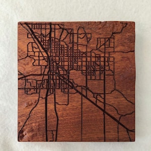 Custom Wood Topographical Map With Road Map. Anywhere in the World. - Etsy