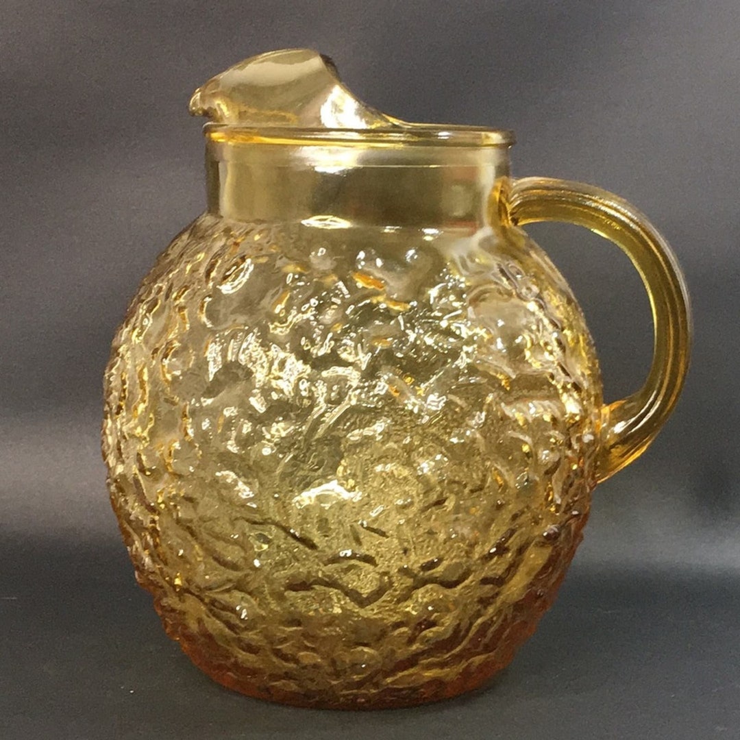 ANCHOR HOCKING Yellow Amber Colored Milano Lido Crinkle 96-ounce Round ...