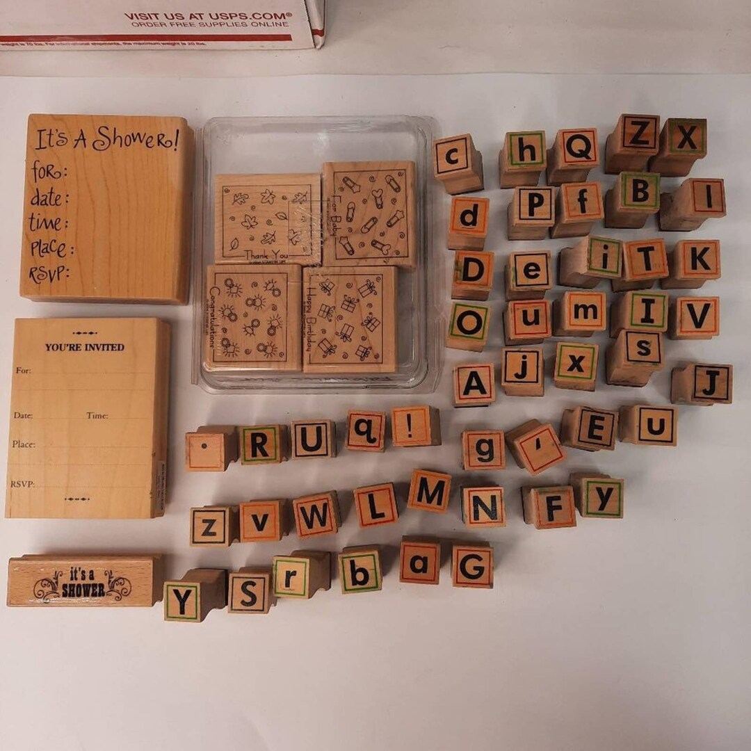 55 Alphabet & Invitation Rubber Stamps on Wooden Blocks - Etsy