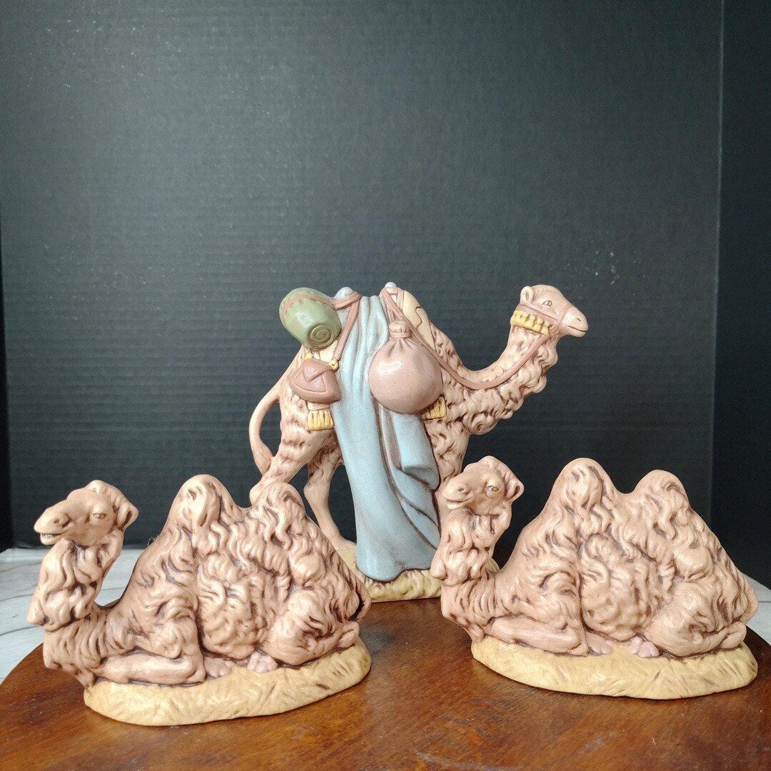 3 Vintage Hand Painted Ceramic Nativity Camels Atlantic Mold 1974 - Etsy