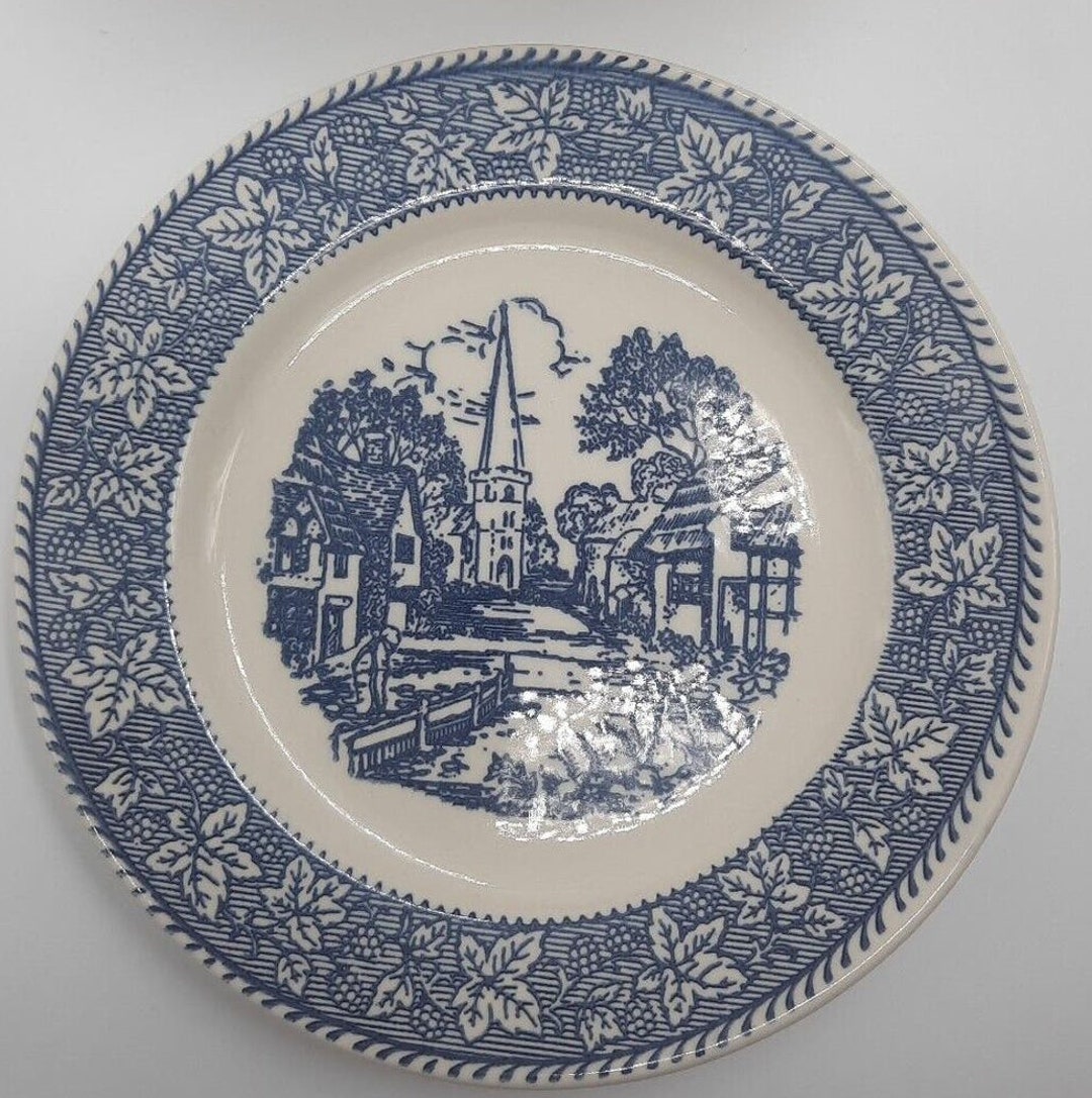 8 Homer Laughlin Shakespeare Country Blue Church 7 1/4" Dessert Salad ...
