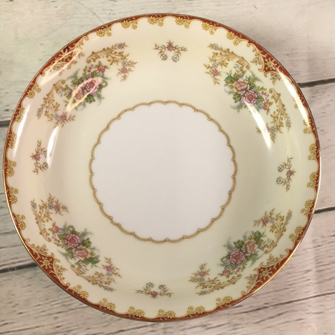 Noritake China Coup Soup Bowls Cardinal Pattern Gold Trim 1930's #193 ...