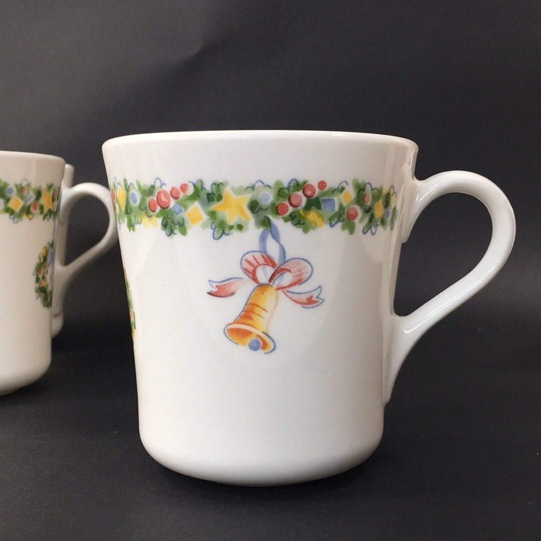 Corning USA Set of 4 Vintage Christmas Joy Coffee Tea Cups Mugs Corelle ...