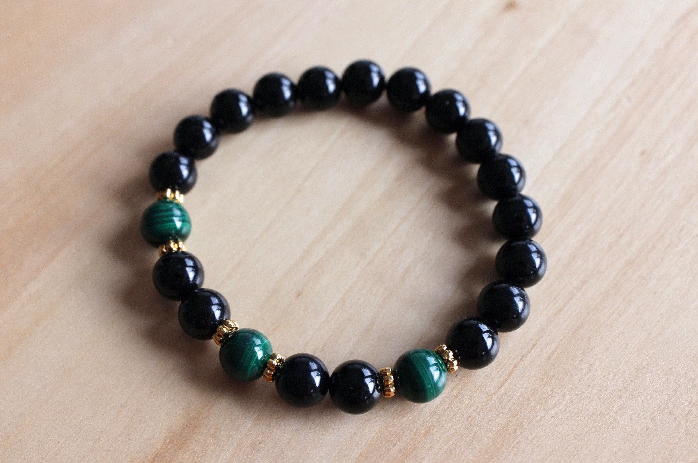 Tourmaline Mala Malachite Mala Bracelet Wrist Mala Beads - Etsy