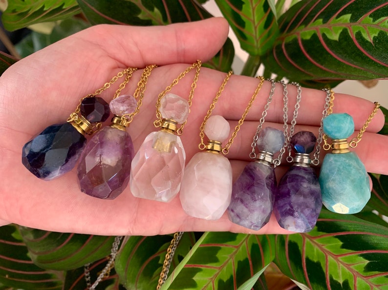 Essential Oil Bottle Necklace Essential Oil Pendant Crystal | Etsy