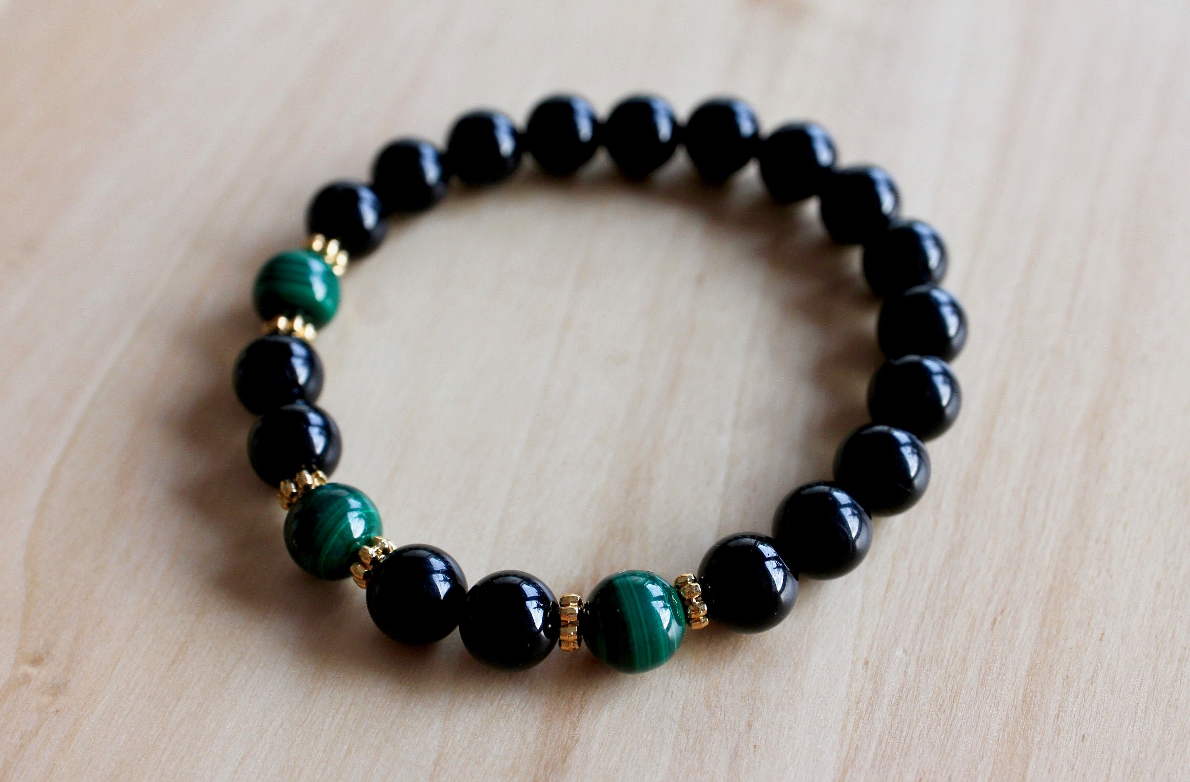Tourmaline Mala Malachite Mala Bracelet Wrist Mala Beads | Etsy