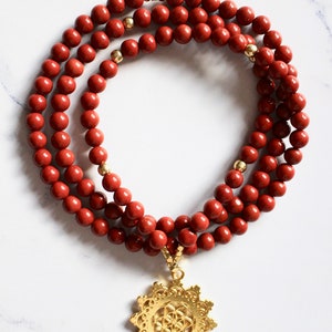 Red Jasper Mala, Flower of Life, Red Mala, Mala Necklace, 108 Mala ...