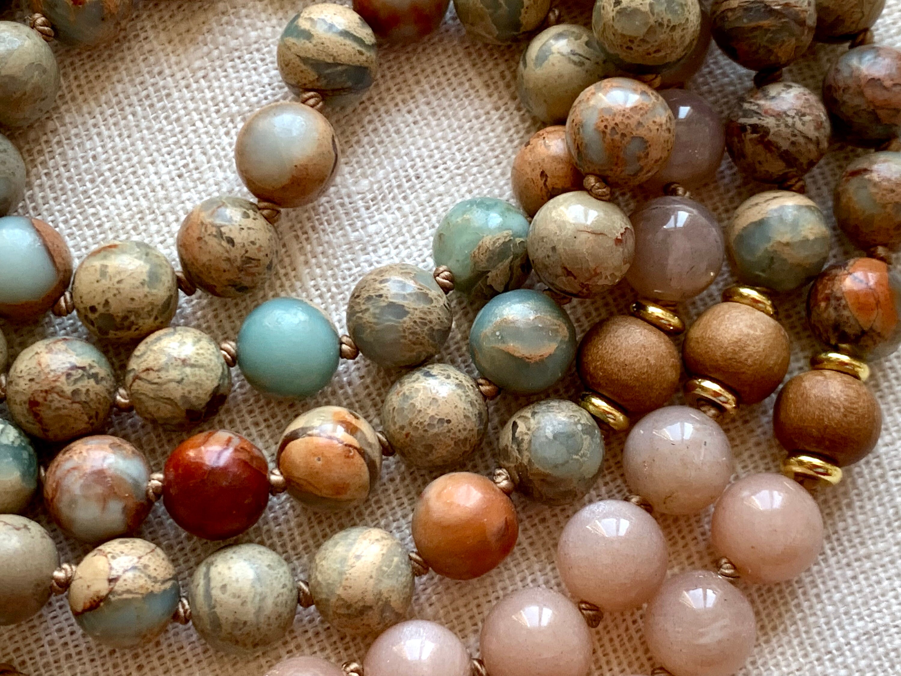 Sunstone Mala, Aqua Terra Jasper Mala, Sandalwood Mala, Sunstone ...